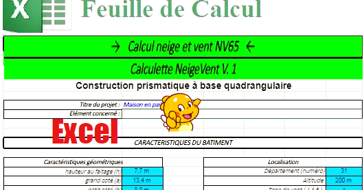 Feuille de Calcul Calcul neige et vent NV65 | Site spécialisé dans l'ingénierie civile, l ...