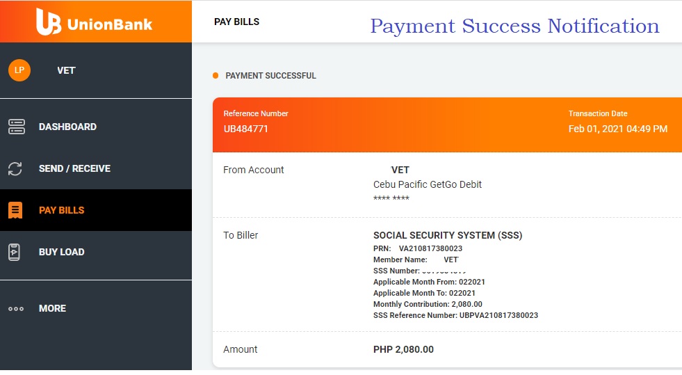 Pay SSS Contributions via UnionBank Online