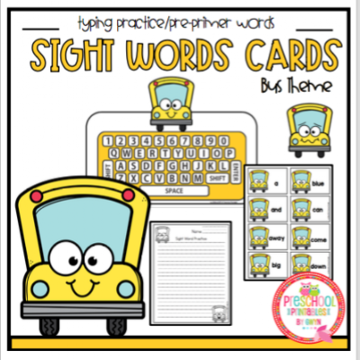 Bus Theme Pre-Primer Sight Words Practice with Keyboard ~ Preschool ...