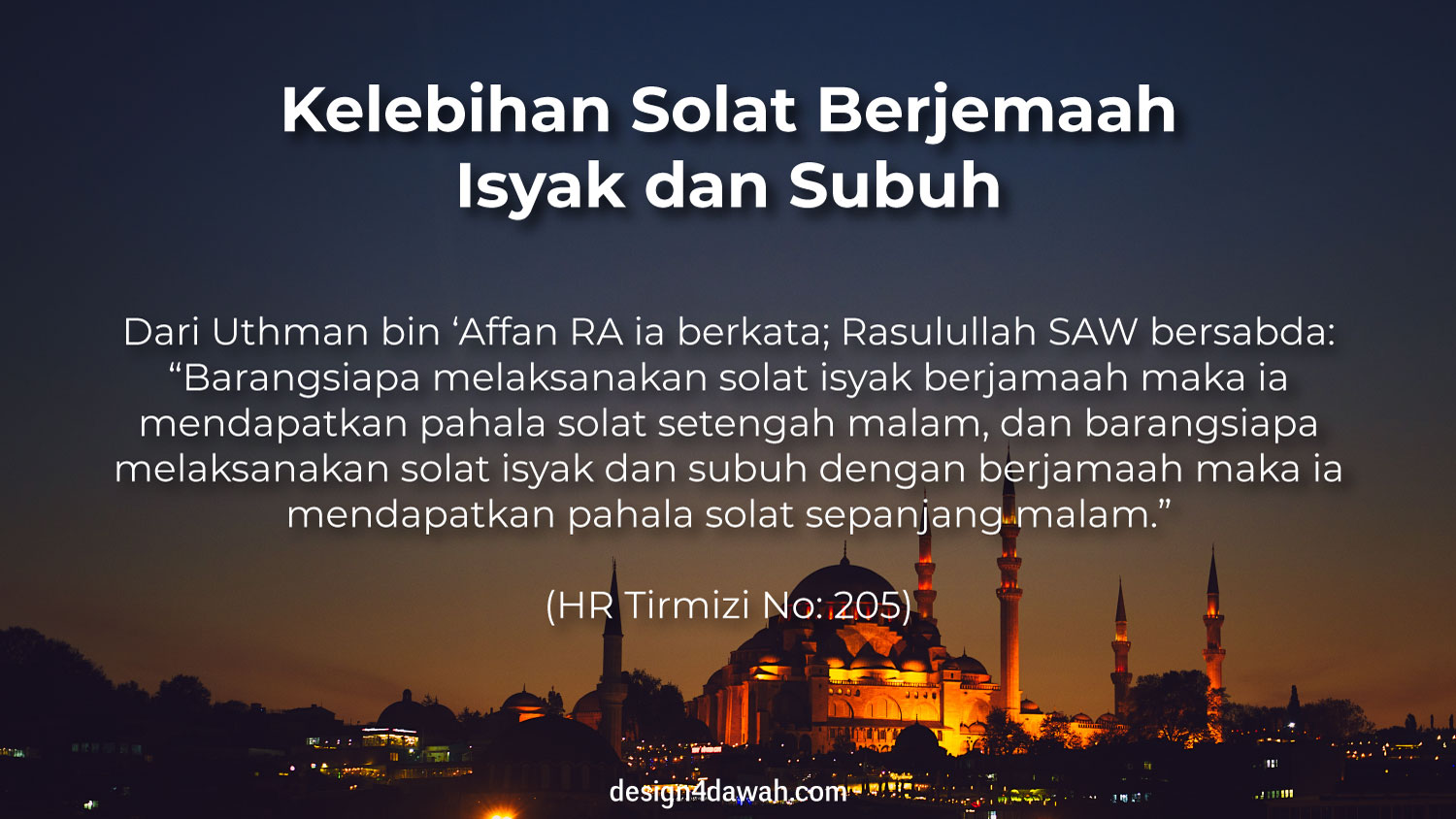 Fadhilat Solat Isyak dan Subuh Berjemaah | Design For Daawah | Tempah ...