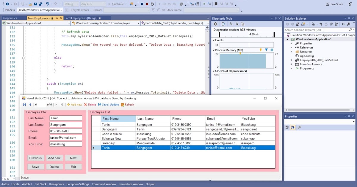 Visual C Vs 2015 How To Connect To Data In An Access Database Windows Forms Source Code