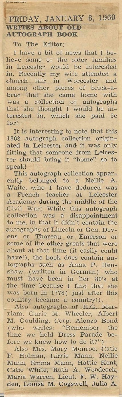 Heirlooms Reunited: 1863 Autograph Album of Ellen Amanda Waite (1845 ...