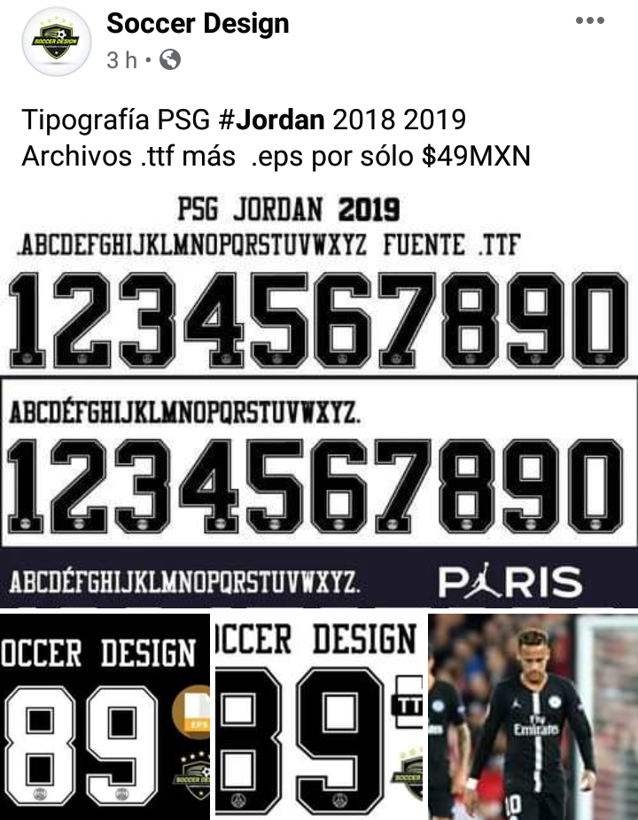 Soccer Design : Tipografía PSG Jordan 2018 2019