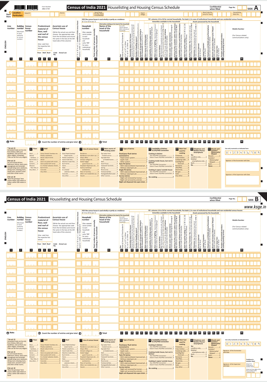 Census of India-2021- List of households and for viewing patterns in ...