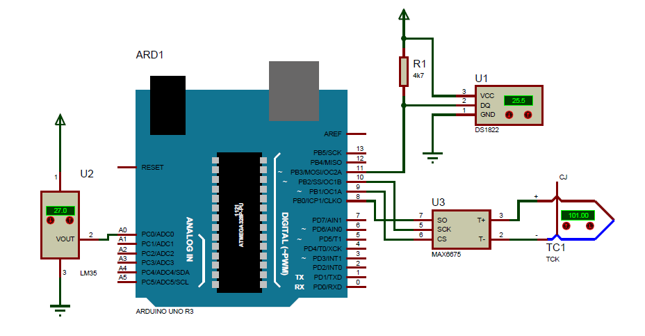 Koneksi Arduino dengan Sensor DS1820