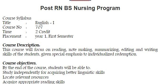 Post RN BSN Nursing English Course