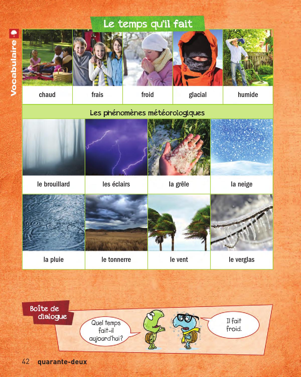 Vocabulaire - Le temps qu'il fait - Francais 1AM