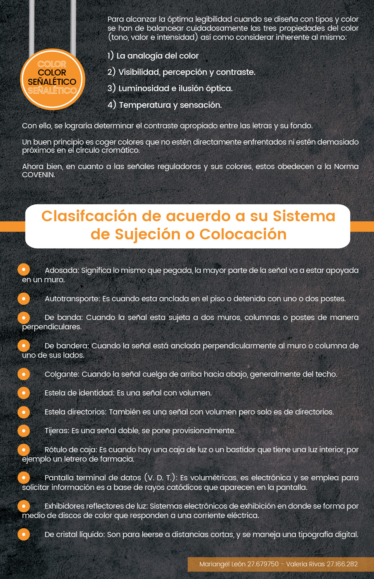 Códigos visuales y clasificación de las señales
