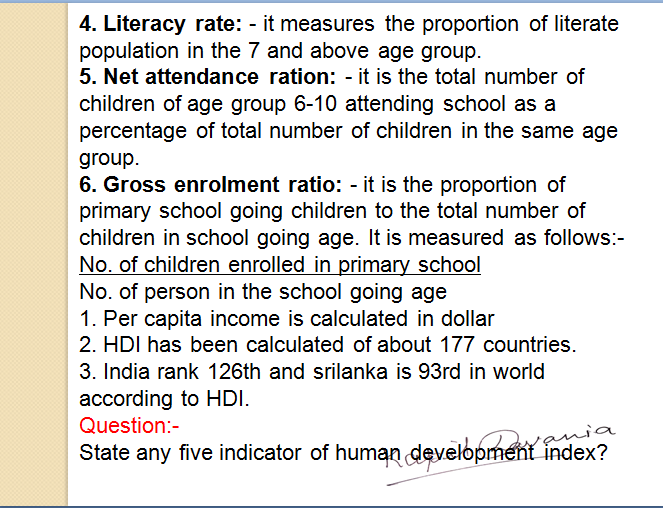 10th CLASS NCERT BASED NOTES ECONOMICS CH 1:-DEVELOPMENT