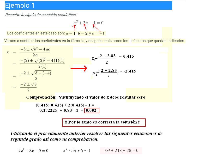 Matemáticas - Fórmula general