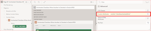Unchecked Checkbox When Another Is Checked In Oracle Apex Javainhand