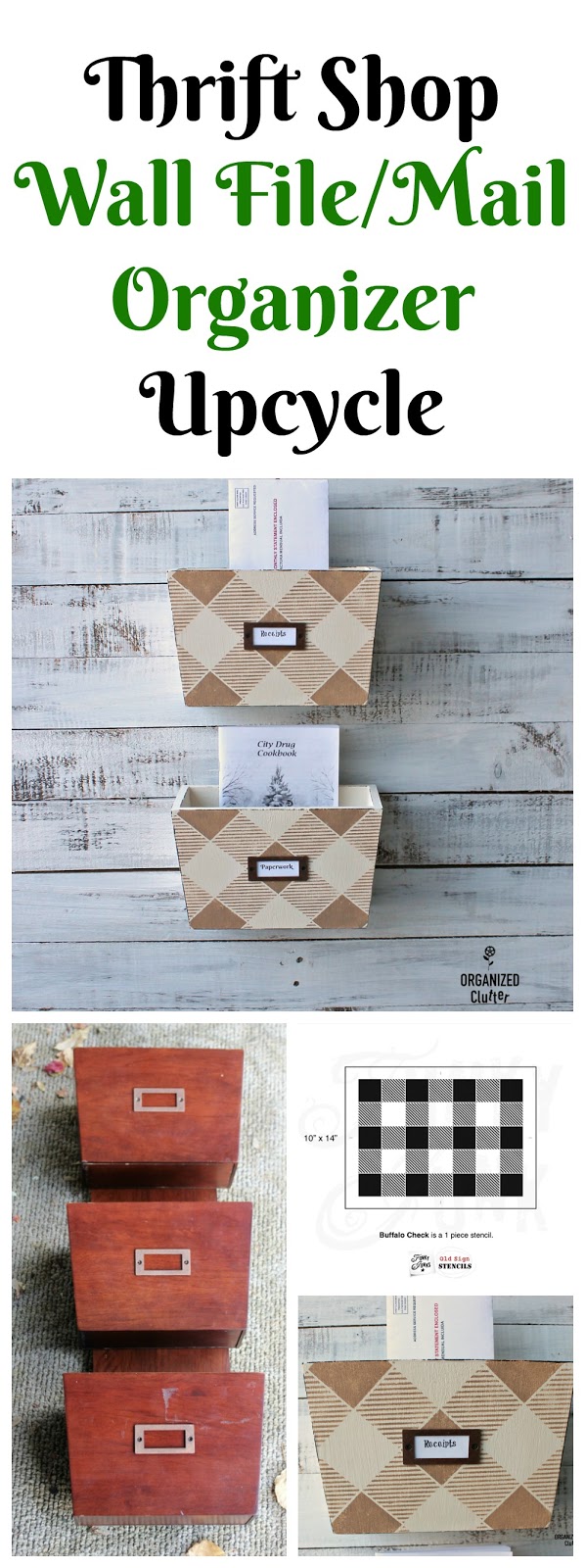 Thrifted and Upcycled Office Wall Bins - Organized Clutter