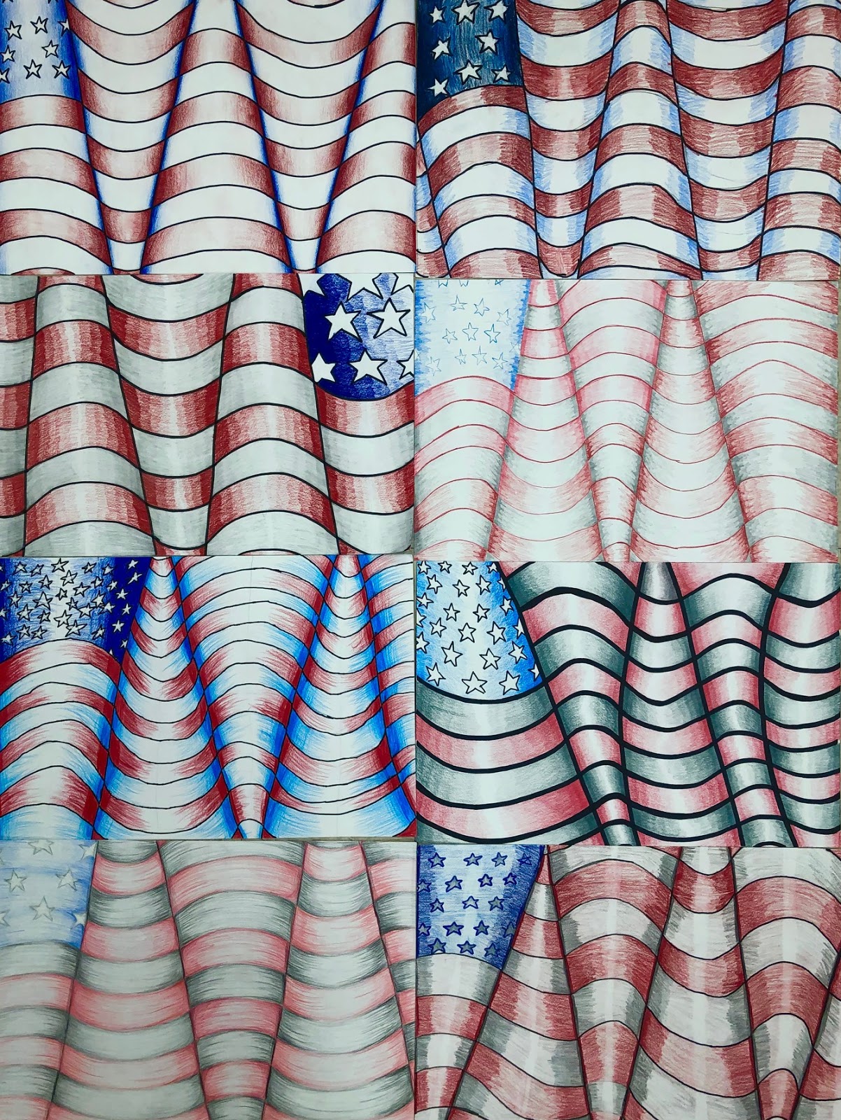 The Lost Sock : Op Art American Flags