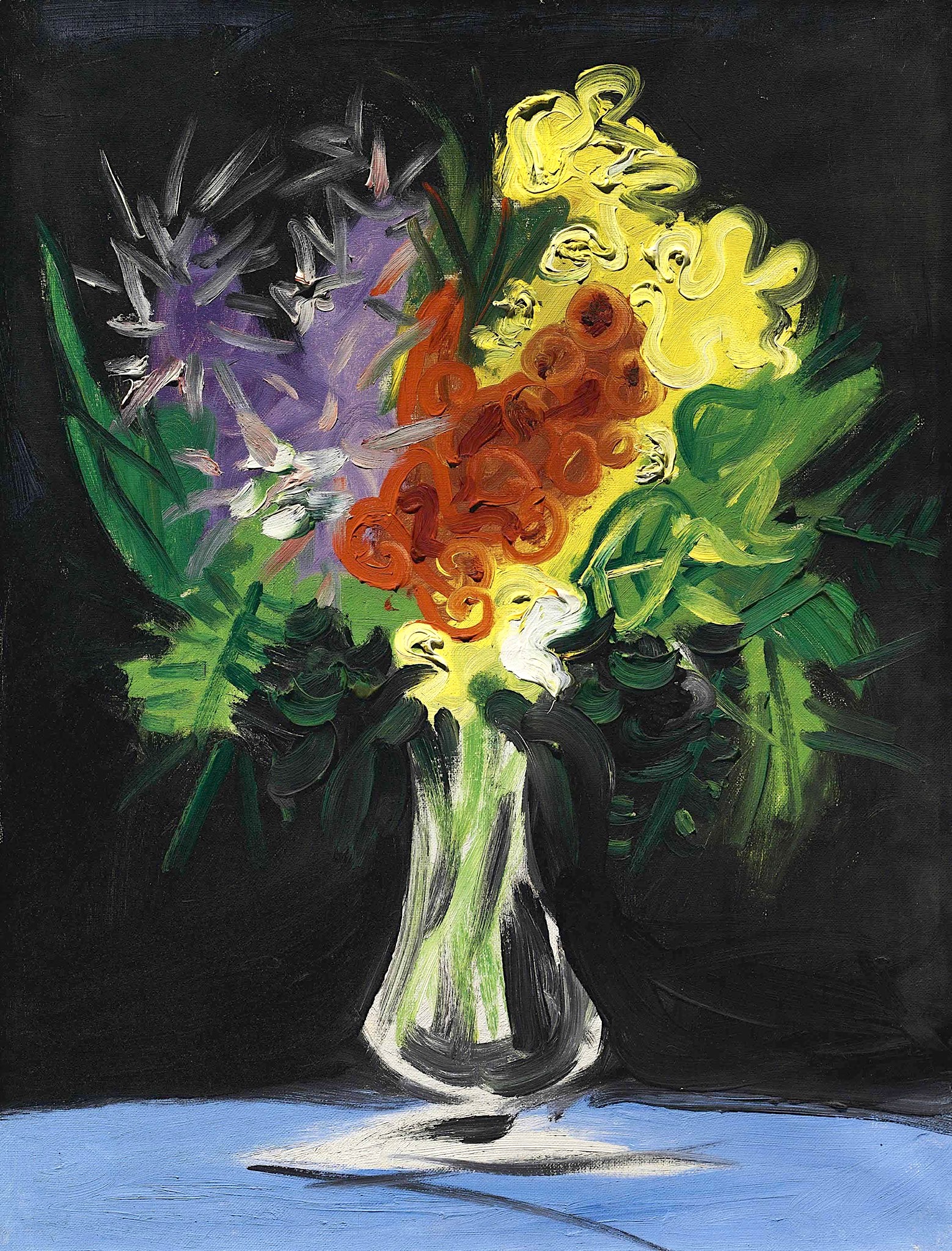 Pablo Picasso (1881-1973) Le pot de fleurs sur fond noir, 1932 Huile ...