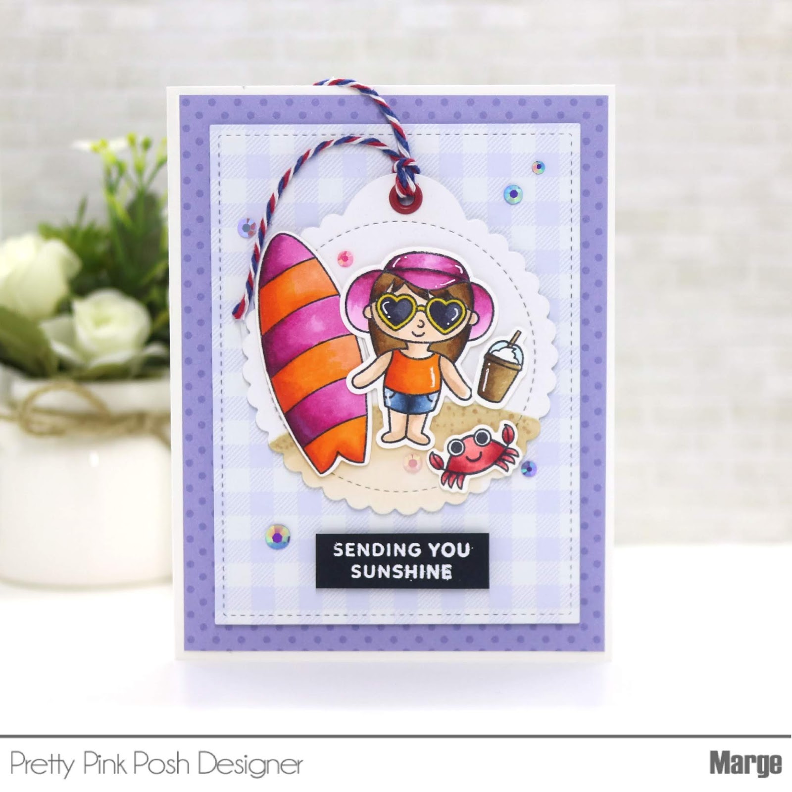 Marge Crafts: Pretty Pink Posh Summer Theme Card 3 - Lovely Beach Duo