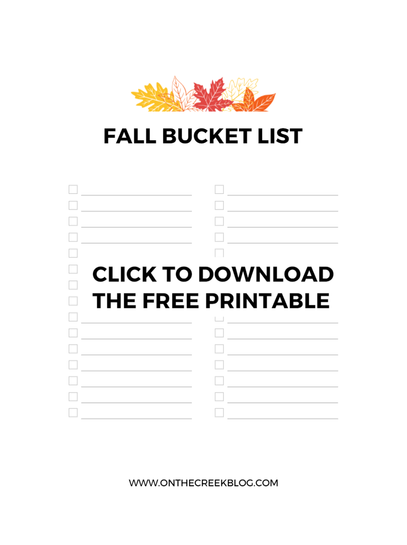 Fall Bucket List Free Printable - Tiff W. - on the creek blog