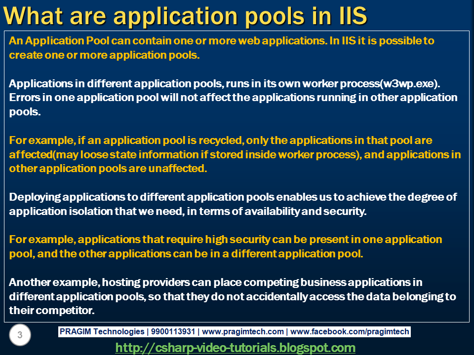 Sql Server Net And C Video Tutorial Part 82 Application Pools In Iis
