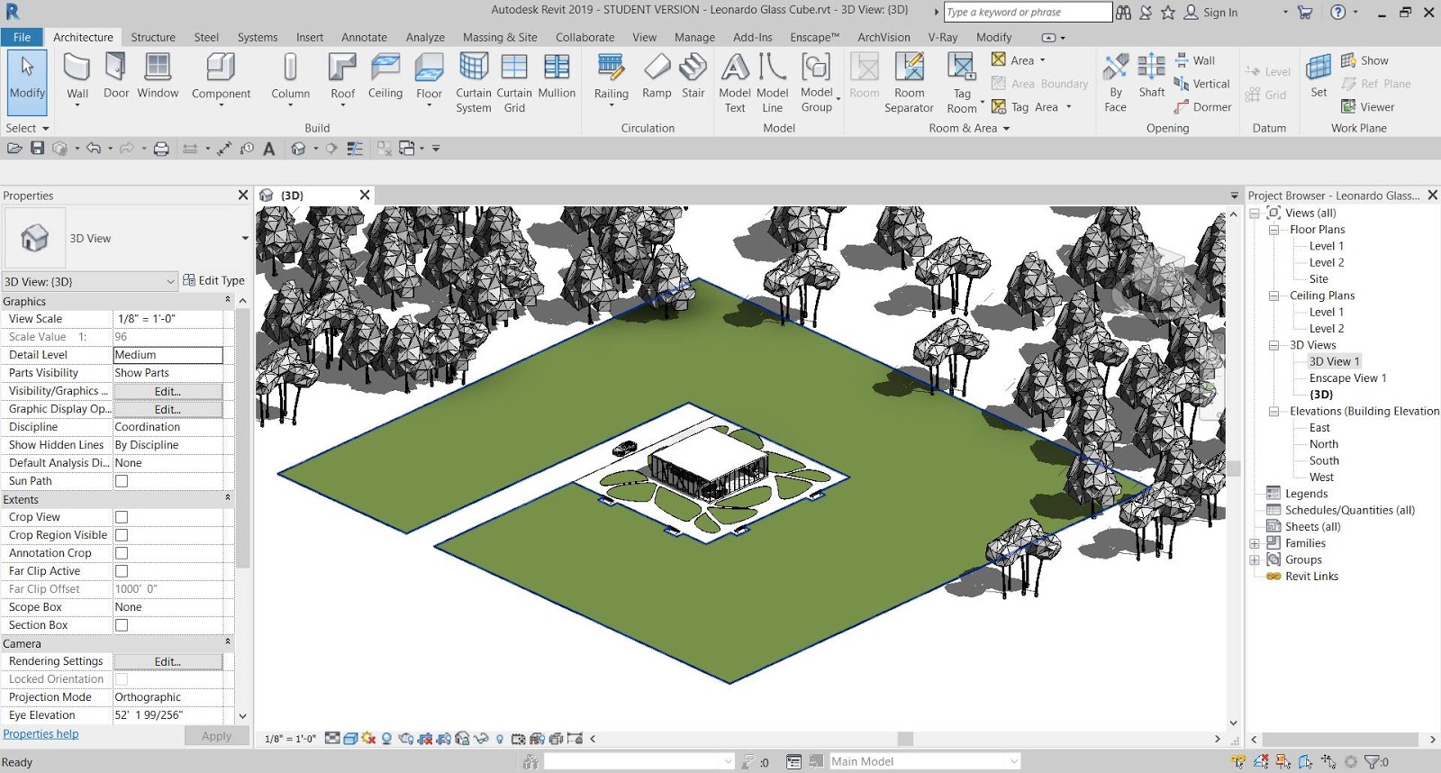Leonardo Glass Cube Rendering in Enscape 2.6 - TEST.CADNEEDS