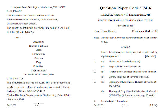 Lucknow University B.Lib.I.Sc. (Semester-II) KNOWLEDGE ORGANIZATION ...