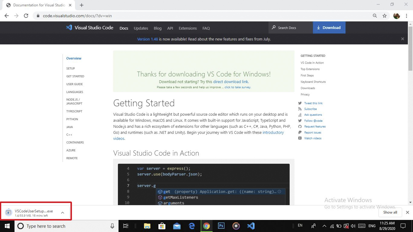 Installation of VS Code Editor