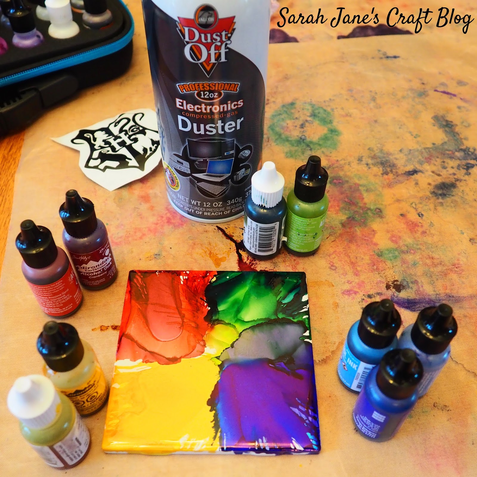 House Colors Alcohol Ink and Vinyl Decal Decorative Tile