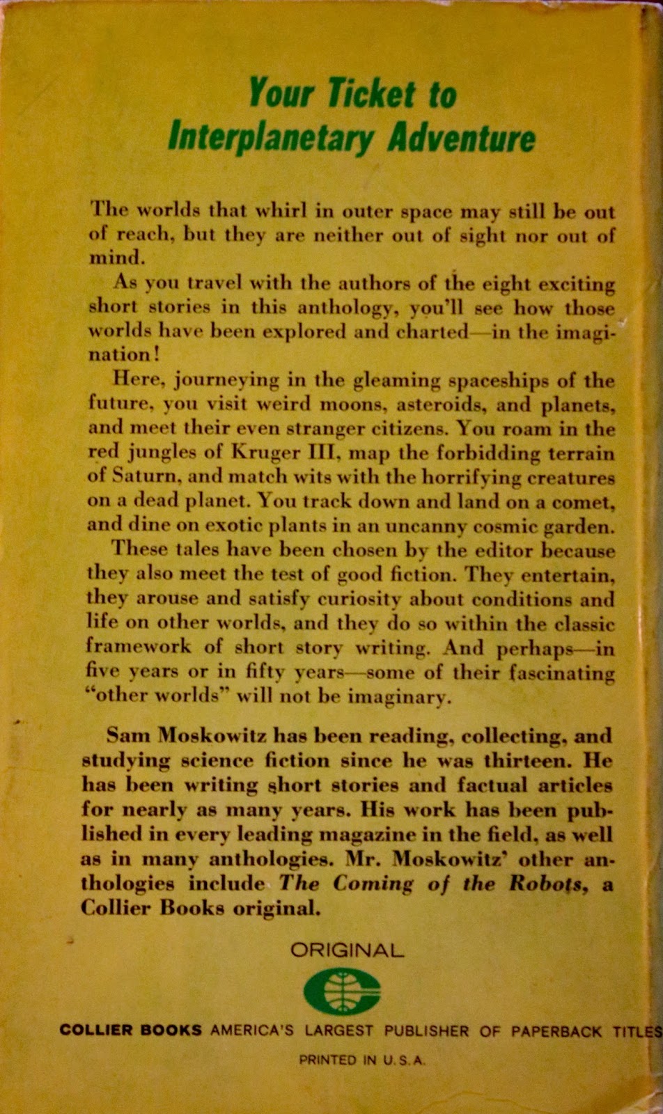 A Jagged Orbit, my journey through science fiction: Sam Moskowitz SF ...
