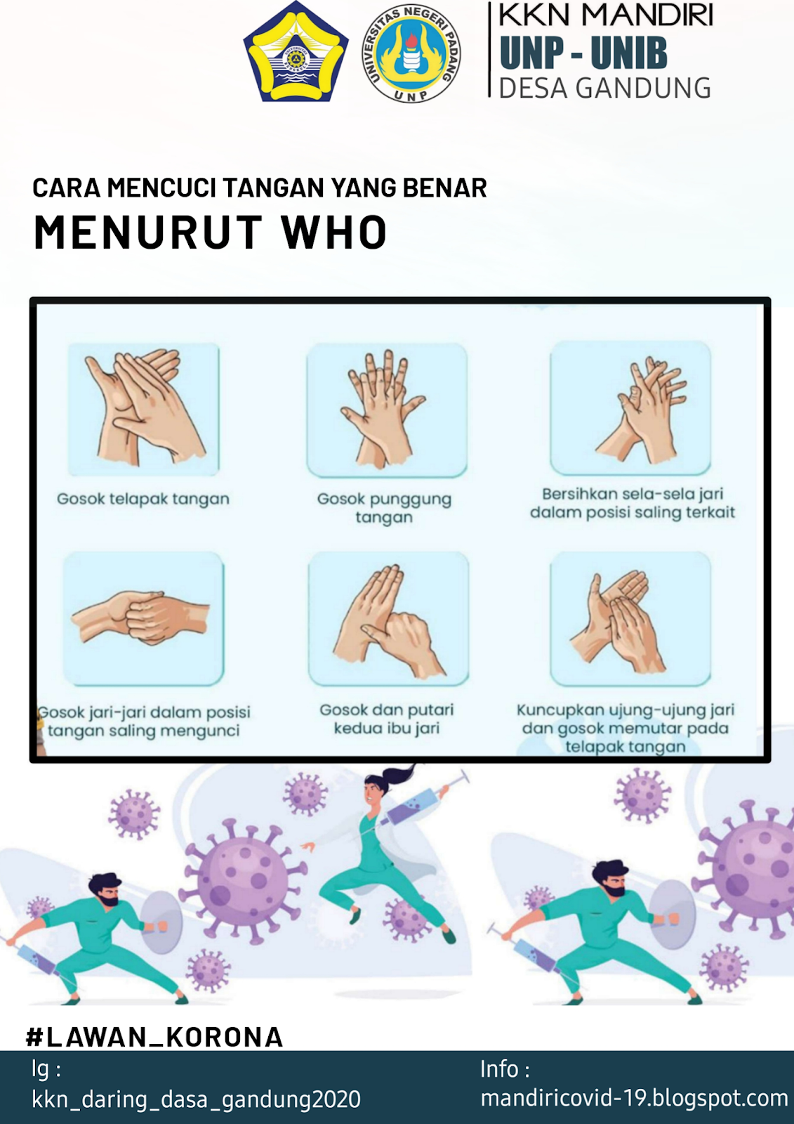 KKN MANDIRI COVID-19 DESA GANDUNG: Poster cara mencuci tangan yang ...