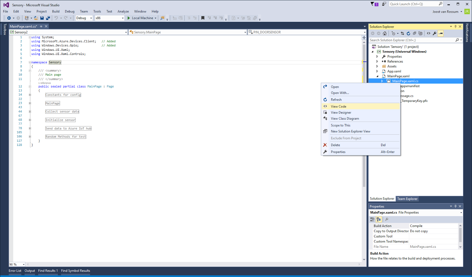 Microsoft BI Tools: IoT Adventure: 3 - Create Visual Studio Project for ...