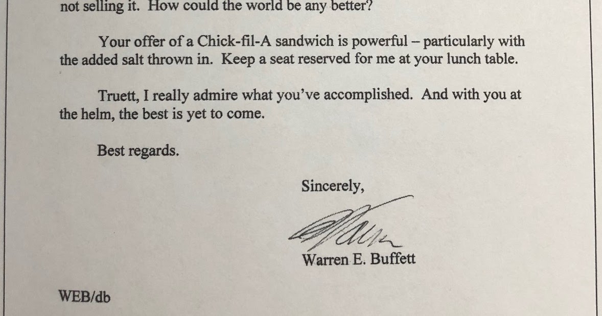 Warren Buffett Letters ~ Thankyou Letter