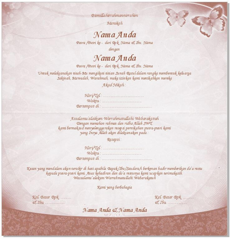 Undangan Pernikahan Simple Mazaya MZ - 013 - Kumpulan Tutorial