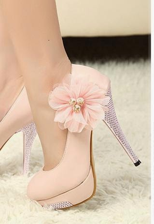 woman Lace Flowers High Heels | Unveiled Fashion