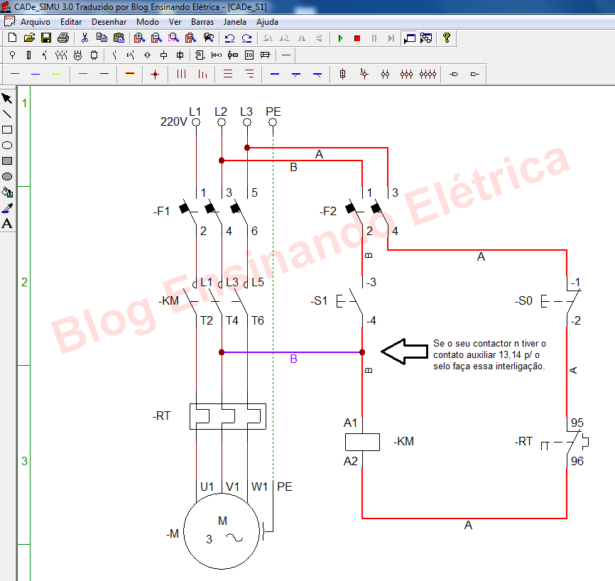 Como ligar um contator trifásico sem utilizar o "selo" - Ensinando ...