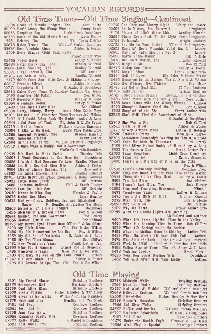 Jeff's 78 RPM Blog: Vocalion Catalog - September, 1934