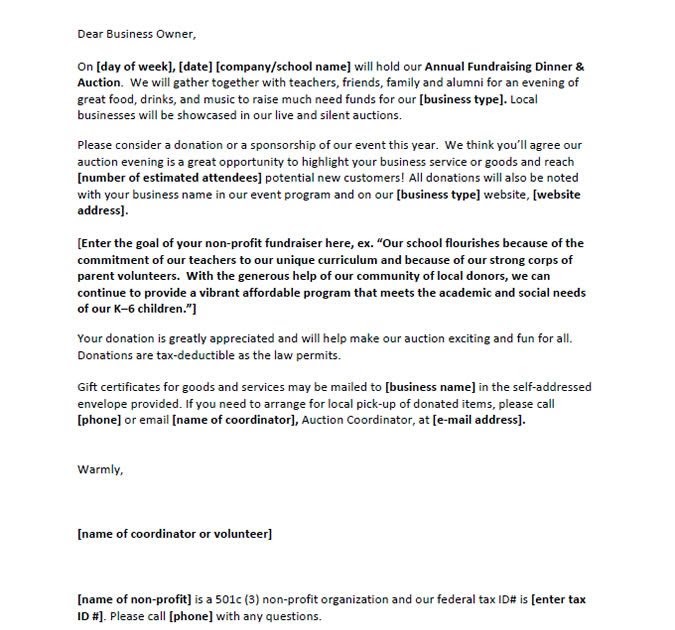 Silent Auction Donation Request Letter Template ~ Resume Letter