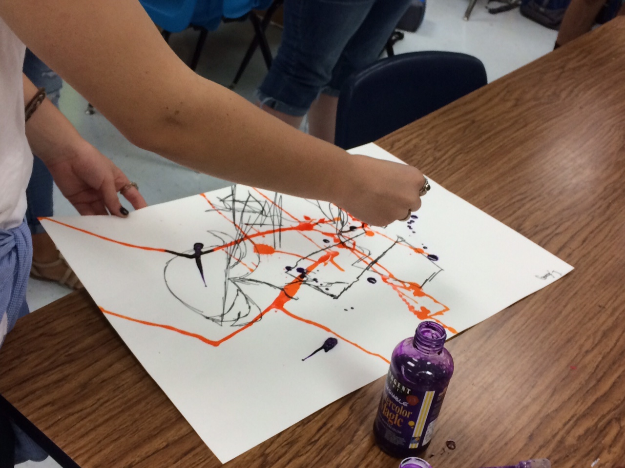 My High School Art Room: Blind Contour Watercolor Abstract Paintings