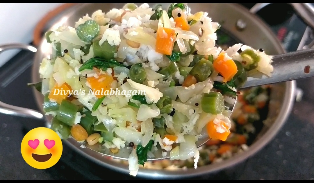 Kadamba Poriyal | Carrot Beans Cabbage Poriyal | Mixed Vegetable Stir ...