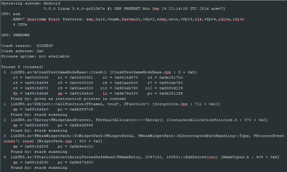 Symbolicating crash dumps for Android in Unreal Engine 4