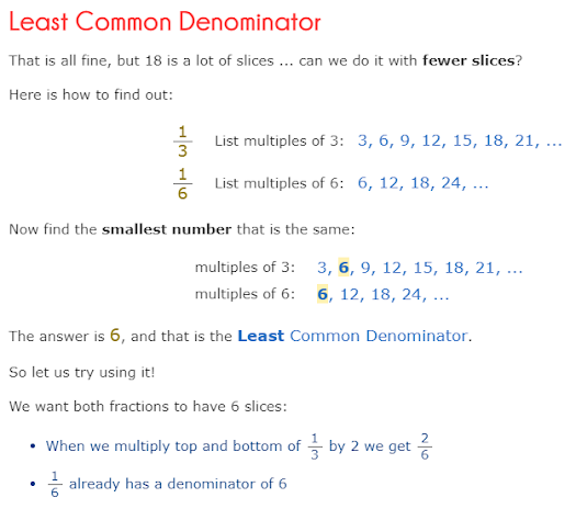 Finding Lowest Common Denominator