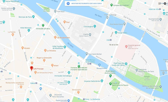 Le Procope París y el sombrero de Napoleón.