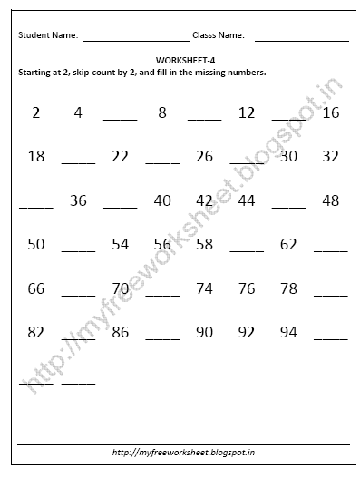 My Free Worksheet: Free Download Grade 2 Maths Starting at 2, skip ...