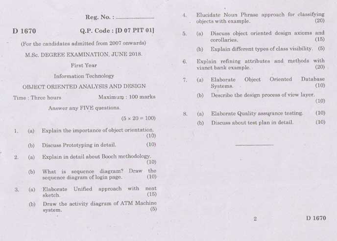 Bharathiar University M.Sc- Information Technology OBJECT ORIENTED ...