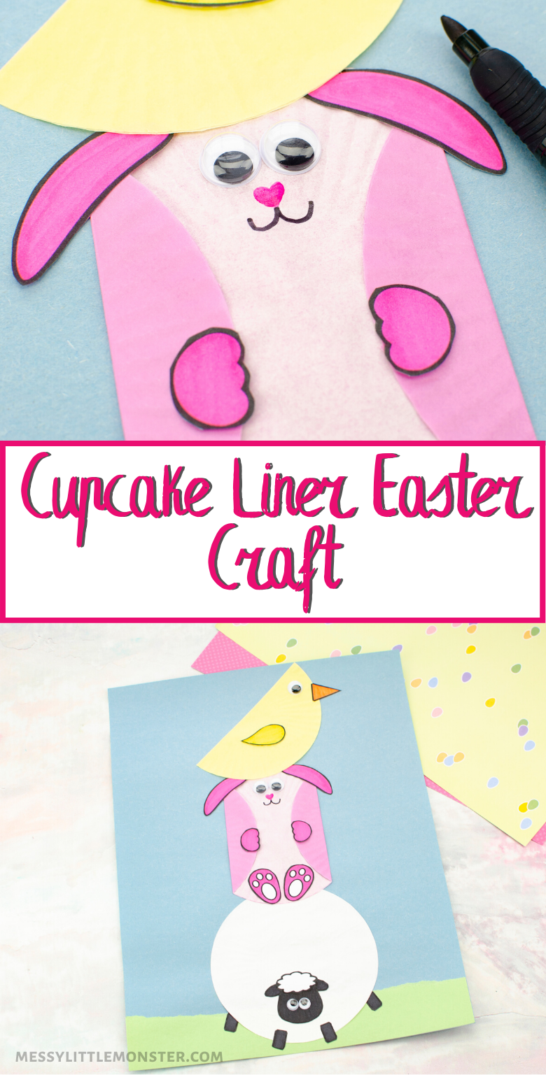 Cupcake liner Easter craft for kids (with template) - Messy Little Monster