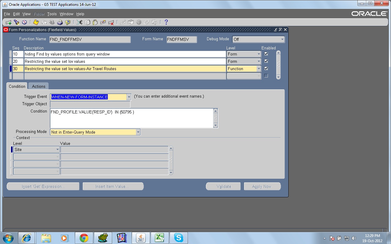 My Oracle World Personalization For Flexfiled Value Sets And Values