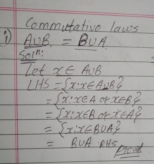 Prove:AUB=BUA and A ∩ B=B ∩ A from Set and Logic Mathematics | Commutative Law - 👁️Netra ...