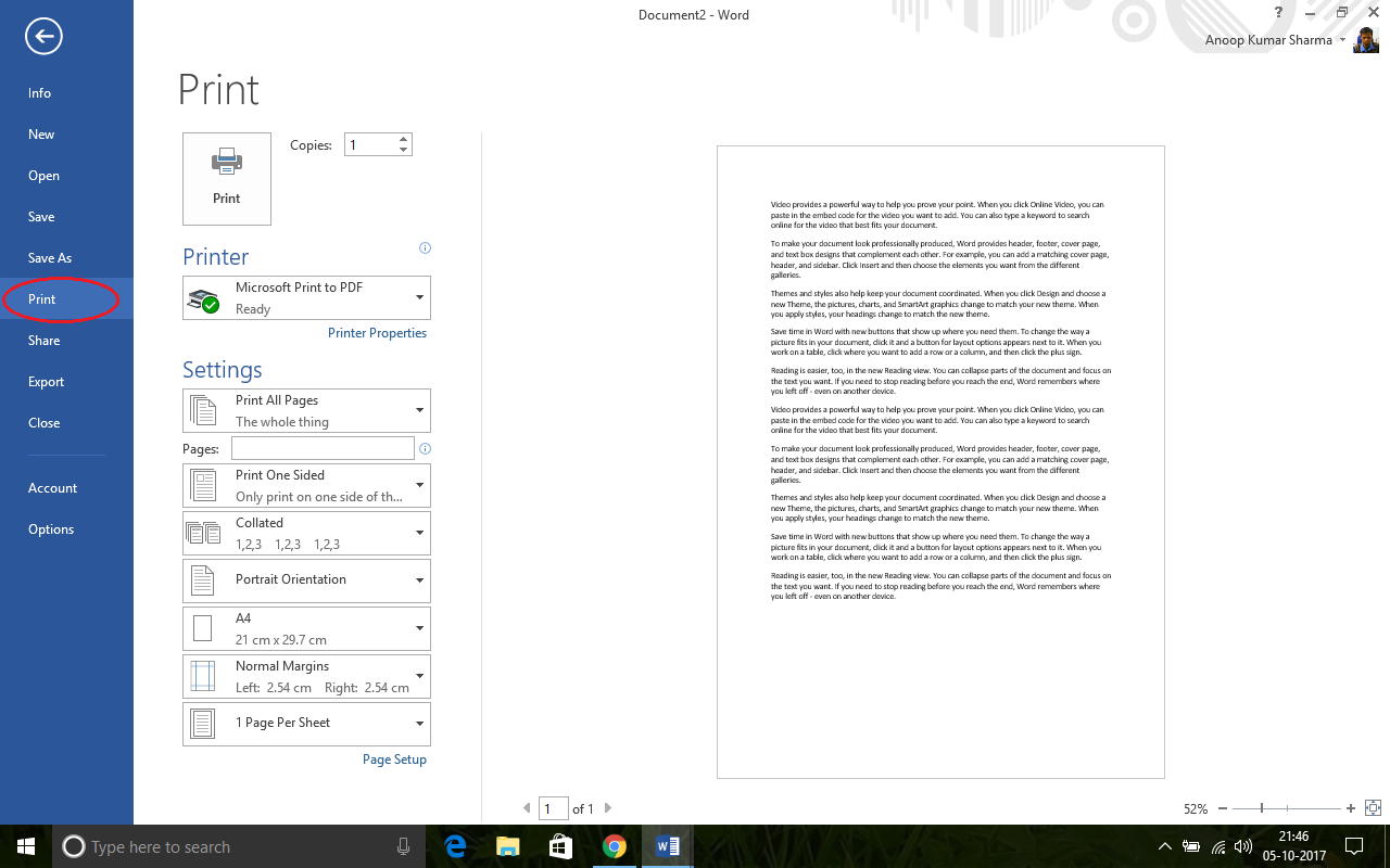 HOW TO TAKE OUT A PRINT OF DOCMENT IN M.S. WORD IN JUST 5 STEPS ...
