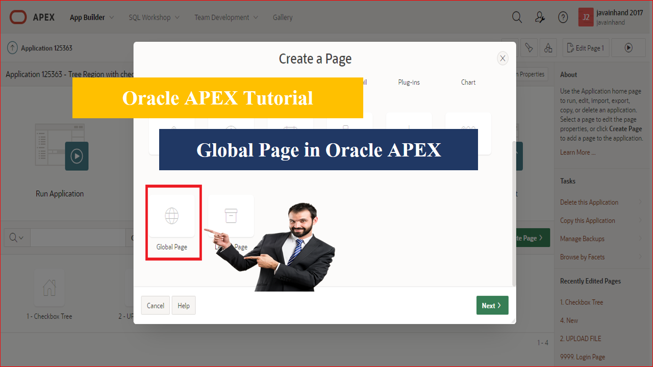 What Is Global Page In Oracle Apex Javainhand Tutorial