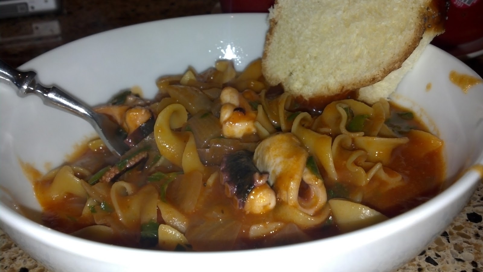 The Grilling Greek: Octopus in tomato sauce and pasta