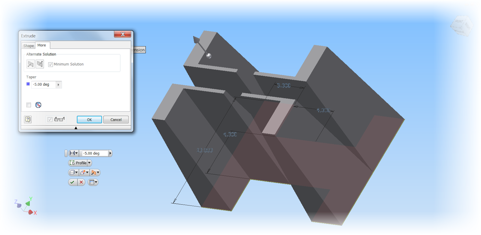 Internal geometry can change the result of the extrusion