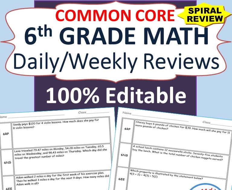 Exceeding the CORE: 6th Grade Math Common Core Daily / Weekly SPIRAL REVIEW