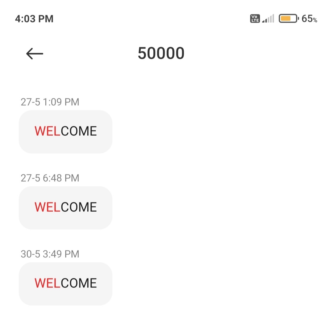 Why i get welcome message from 50000?